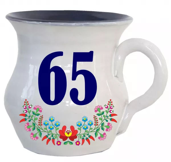 Šálka k narodeninám s číslom 65 Modrá | TradicneDarceky